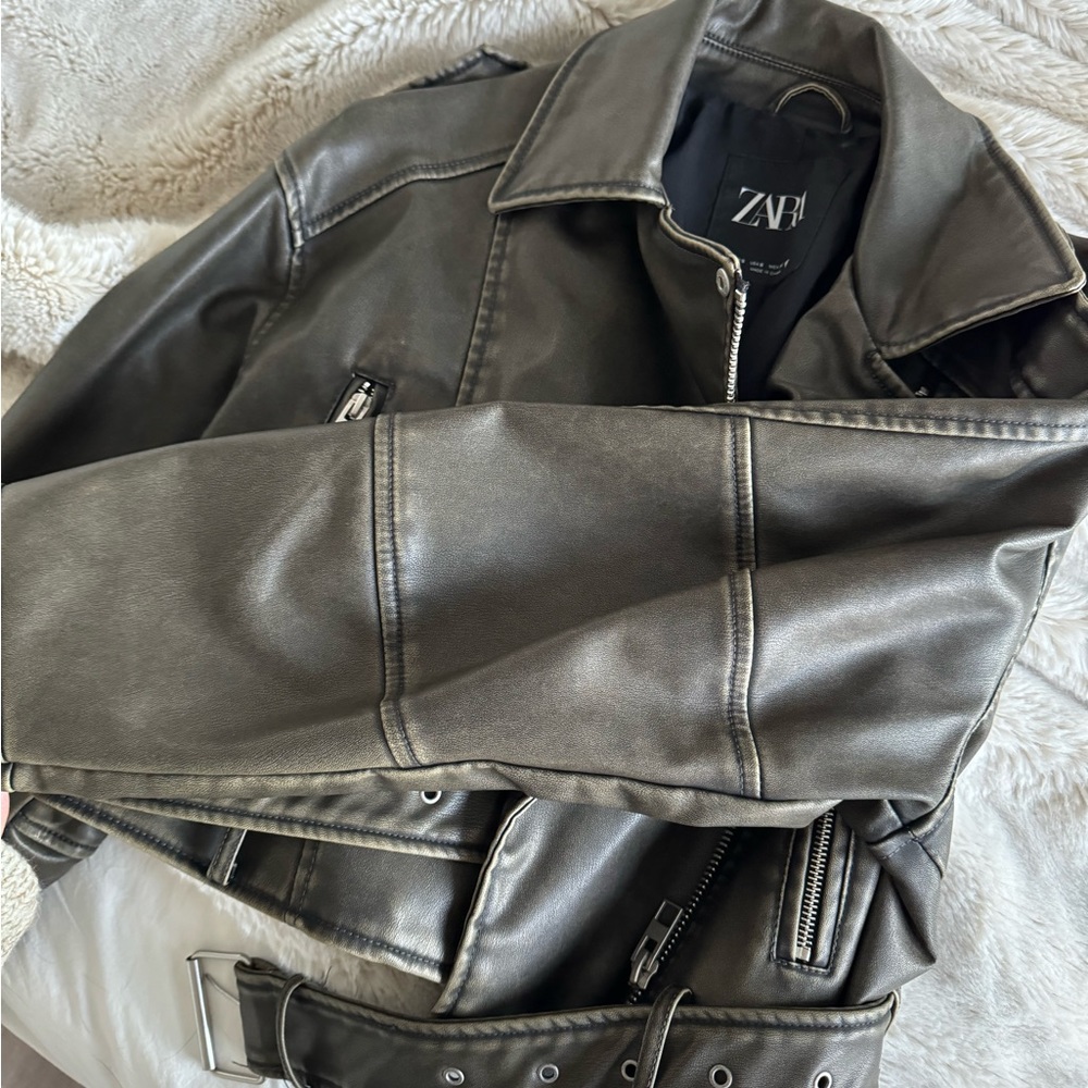 Viral Zara Faux Leather Jacket - Gem